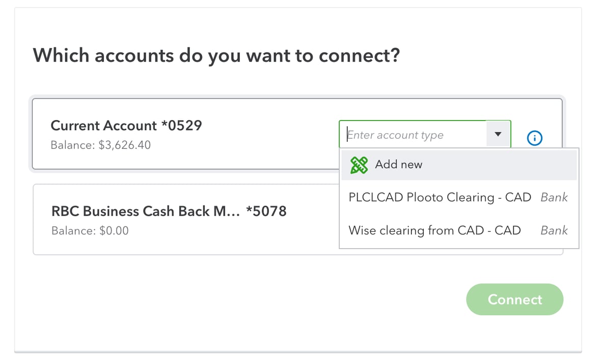 How to connect a new bank account / credit card to Quickbooks (QBO)