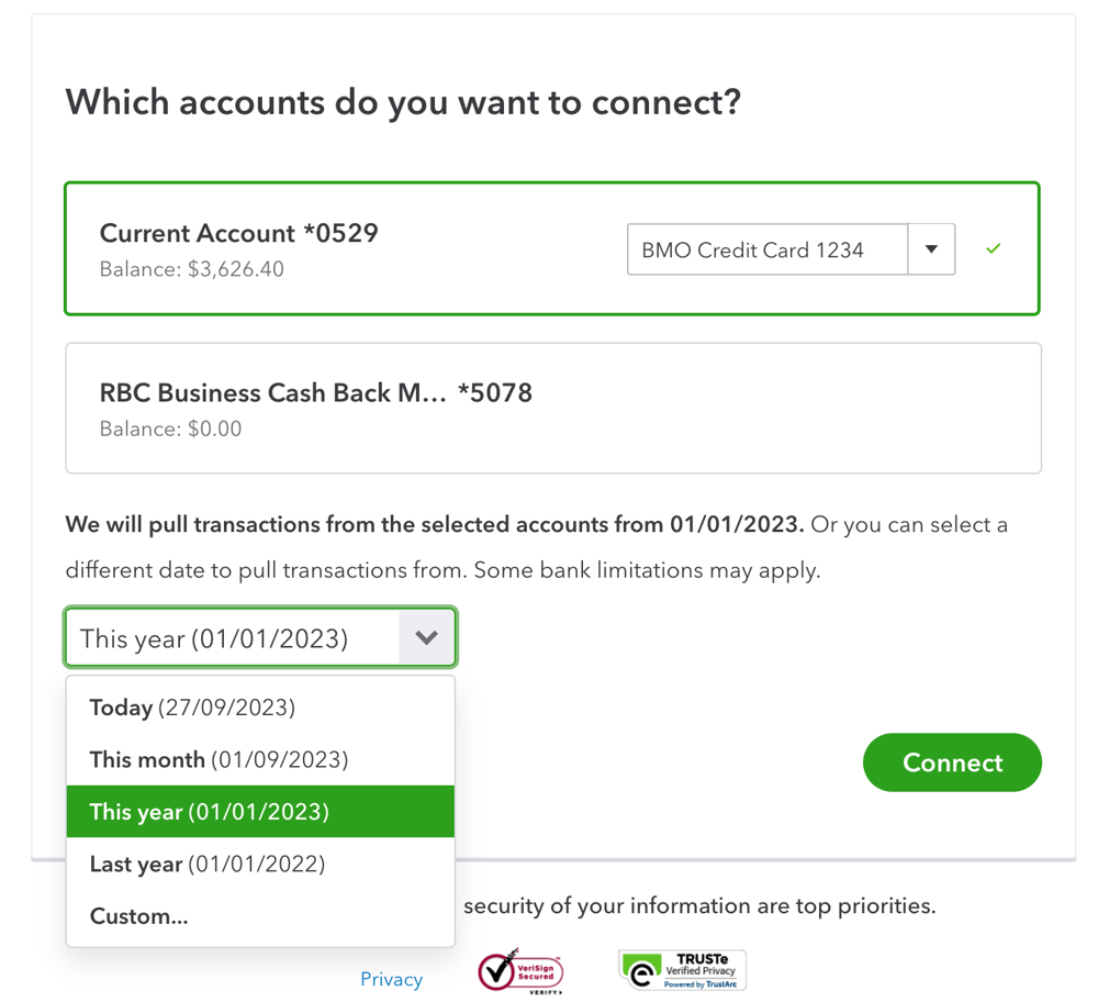 How to connect a new bank account / credit card to Quickbooks (QBO)
